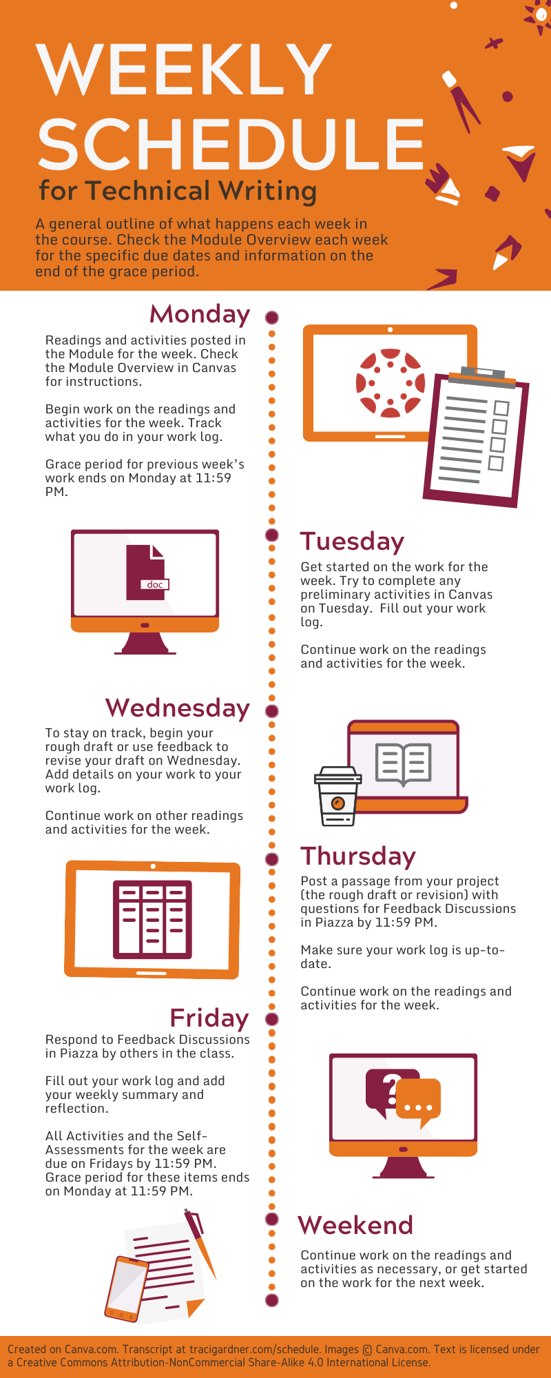Weekly Schedule In Technical Writing